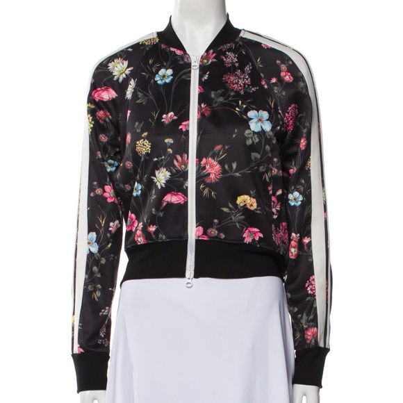 Pam & Gela | Jackets & Coats | Pam Gela Sz M Zip Front Double Stripe Track Jacket Floral Print ...